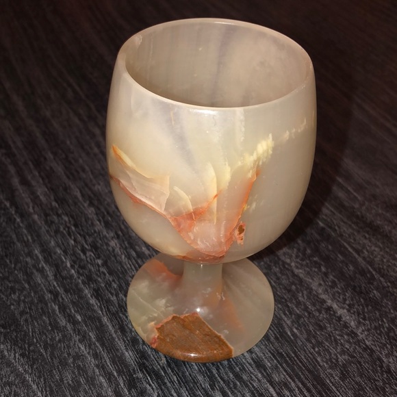 Unknown | Dining | Vintage White Onyx Marbled Wine Glass Stone Cup ...